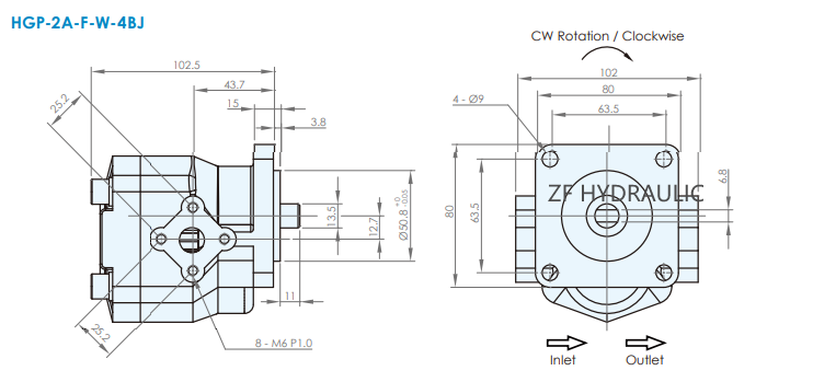 HGP-2A series type hydraulic gear pump